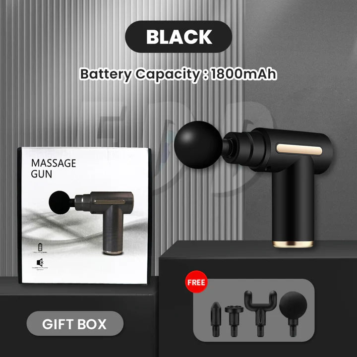 Rechargeable Mini Muscle Massage Gun With 6 Gears And 4 Massage Heads ...